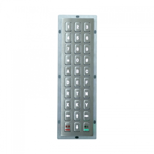 30 keys Rear Panel Mount Stainless Steel Industrial Metal keypad With ...